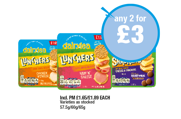 Dairylea Lunchers Chicken 'N' Cheese, Ham 'N' Cheese, Cheese & Crackers ...