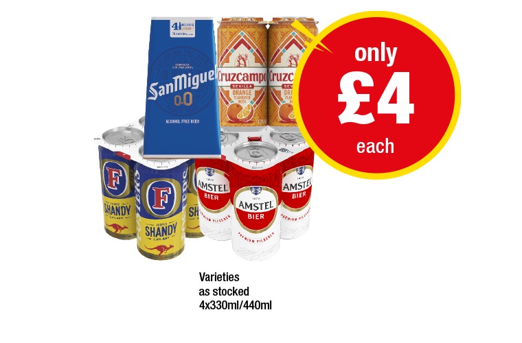 San Miguel 0.0, Cruzcampo Orange, Fosters Shandy, Amstel - Now Only £4 ...